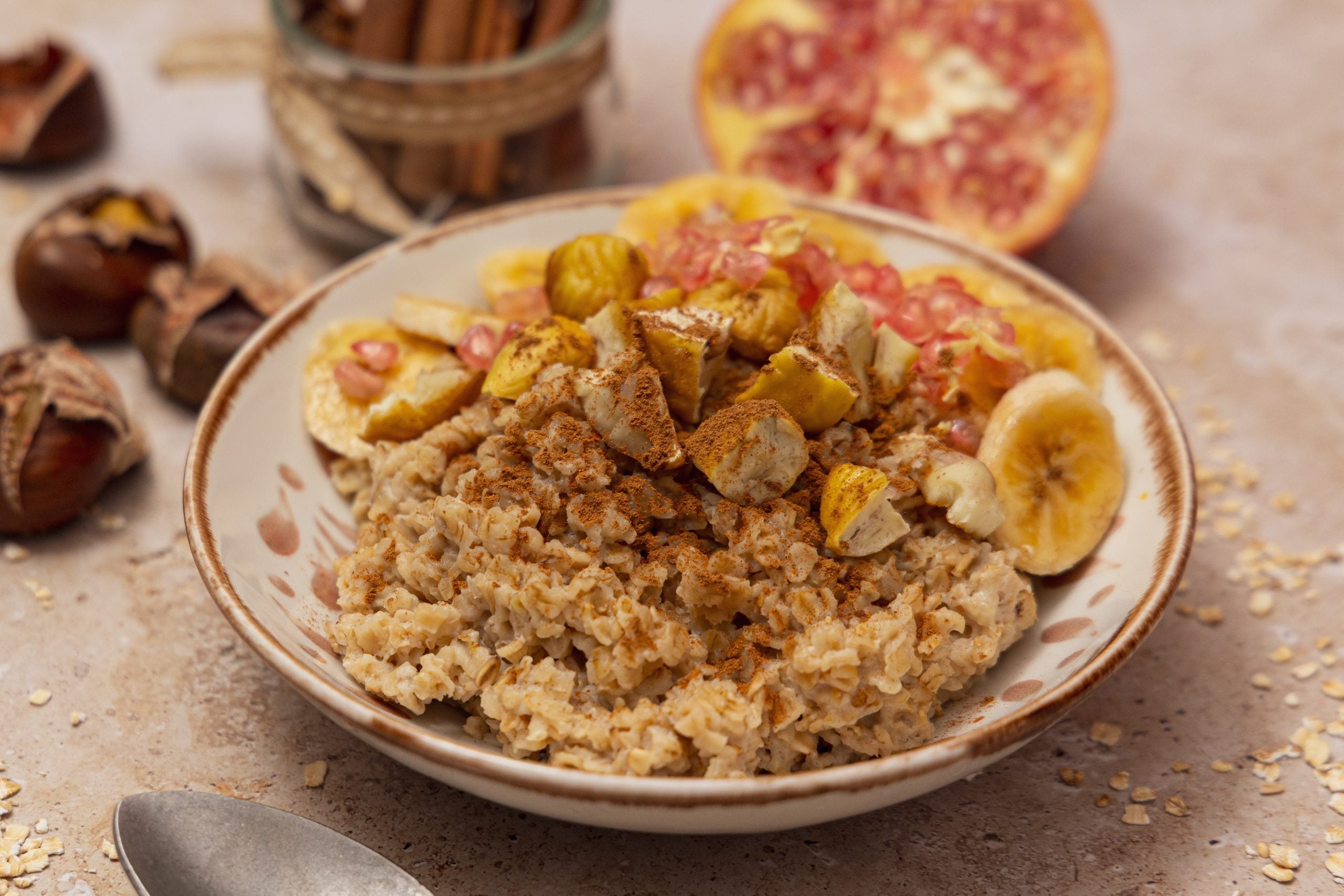 Porridge de civada amb castanyes i magrana | Ametller Origen
